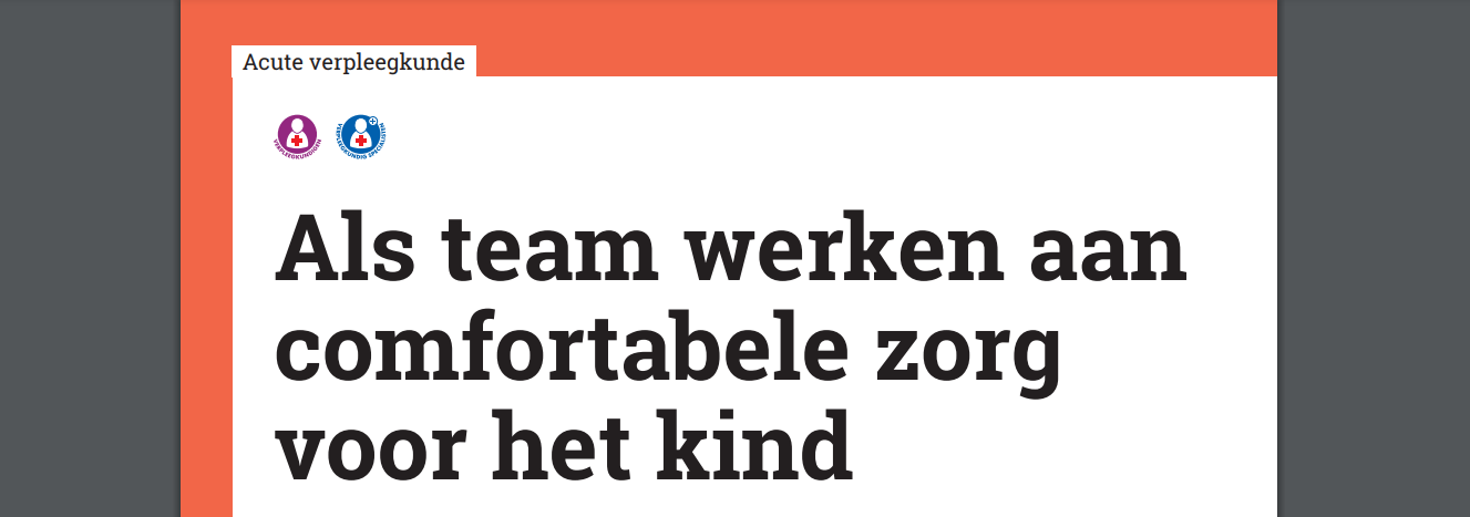 Als team werken aan comfortabele zorg voor het kind - PROSA Network